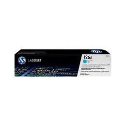 HP Toner cyan 126A (CE311A) türkis, Retail Typ: Tonerkartusche Druckfarbe: Cyan Volumen: 1.000 Blatt (Schwarz/ISO) Geeignet für: Hewlett-Packard