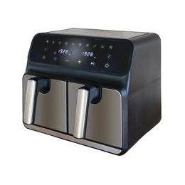 Unold Elektro Hei&szlig;luftfritteuse Doppelkammer Twin Zone schwarz/edelstahl, 1.700 Watt, 2 K&ouml;rbe je 4 Liter