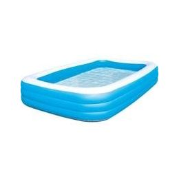 Bestway Family Pool "Blue Rectangular Deluxe", Schwimmbad blau/weiß, 305cm x 183cm x 56cm Wasserinhalt: 1.161 Liter Aufbau: Ablassventil