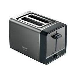 Bosch Kompakt-Toaster DesignLine TAT5P425DE grau/schwarz, 970 Watt, für 2 Scheiben Toast Leistung: 970 Watt Kapazität: 2 Scheiben Toast Funktionen: Auftauen, Aufwärmen, Liftfunktion, Stopp-Taste Ausstattung: Brotzentrierung, Brötchenaufsatz, Krümelschublade