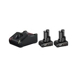 Bosch Starter-Set 12V (2x GBA 12V 6.0Ah + GAL 12V-40 Professional), Ladegerät schwarz, 2x Akku + Ladegerät Ausgangsspannung: 12 Volt Enthaltene Akkus: 2x 6 Ah Akku-Technologie: Lithium-Ionen Akku