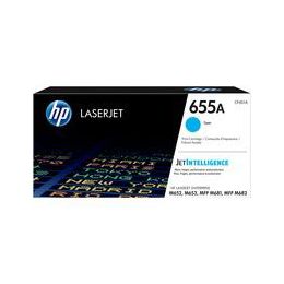 HP Toner cyan 655A (CF451A) Typ: Tonerkartusche Druckfarbe: Cyan Volumen: 10.500 Blatt (Farbe) Geeignet für: Hewlett-Packard