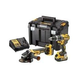 Dewalt Akku-Schlagbohrschrauber + Winkelschleifer Set DCK2080P2T, 18Volt, Werkzeug-Set gelb/schwarz, Kombopack, 2x Li-Ionen Akku 5,0Ah, in TSTAK Box