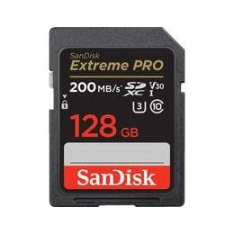 Sandisk Extreme PRO 128 GB SDXC, Speicherkarte schwarz, UHS-I U3, Class 10, V30 Kapazität: 128 GB Geschwindigkeit: Lesen: max. 200 MB/s, Schreiben: max. 90 MB/s Speichertyp: SDXC Bus-Schnittstelle: UHS-I, High Speed