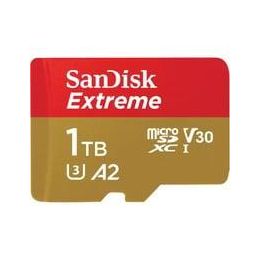 Sandisk Extreme 1 TB microSDXC, Speicherkarte UHS-I U3, Class 10, V30, A2 Kapazität: 1 TB Geschwindigkeit: Lesen: max. 160 MB/s, Schreiben: max. 90 MB/s Speichertyp: microSDXC Bus-Schnittstelle: UHS-I, High Speed