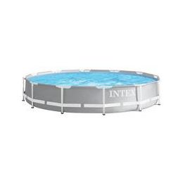 Intex Frame Pool Set Prism Rondo 126712GN, Ø 366 x 76cm, Schwimmbad grau/blau, Kartuschen-Filteranlage 28604GS Wasserinhalt: 6.503 Liter Wassertiefe max.: 61 cm Filtersystem: Kartuschenfilter, 2.270 l/h Aufbau: Ablassventil