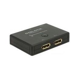 Delock DisplayPort 2 - 1 Umschalter bidirektional 4K 60 Hz, DisplayPort Switch schwarz