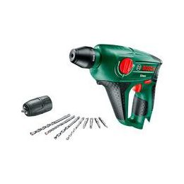 Bosch Akku-Bohrhammer Uneo solo, 12Volt grün/schwarz, ohne Akku und Ladegerät Leistung/Spannung: Akku-Betrieb, 12Volt Drehzahl: 900 U/min Schlagenergie: 0,5 Joule Werkzeug-Aufnahme: SDS-quick