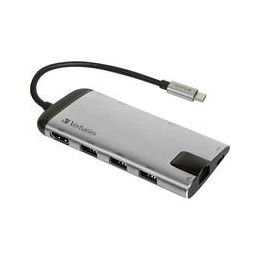 Verbatim USB-C Multiport-Hub, Dockingstation grau, HDMI, USB-A, RJ-45