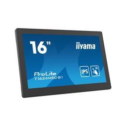 iiyama ProLite T1624MSC-B1, LED-Monitor 39.5 cm (15.6 Zoll), schwarz, FullHD, IPS, Touchscreen, HDMI Sichtbares Bild: 39,5 cm (15,6 Zoll) Auflösung: 1920 x 1080 Pixel Reaktionszeit: 25 ms (GtG) Format: 16:9