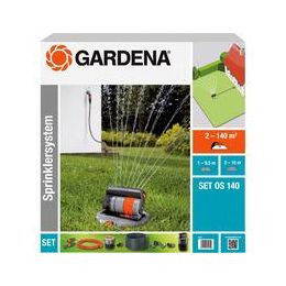 Gardena Komplett-Set mit Versenk-Viereckregner OS 140, Sprinklersystem grau/orange, 12-teilig Beregnete Fläche: 2 m² bis 140 m²