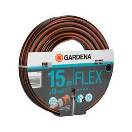 Gardena Comfort FLEX Schlauch 13mm (1/2") schwarz/orange, 15 Meter Schlauchlänge: 15 Meter Durchmesser: 13 mm Wagen/-Halter: Ohne Verwendungszweck: Zum Bewässern von mittelgroßen Gärten