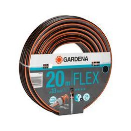 Gardena Comfort FLEX Schlauch 13mm (1/2") schwarz/orange, 20 Meter Schlauchlänge: 20 Meter Durchmesser: 13 mm Wagen/-Halter: Ohne Verwendungszweck: Zum Bewässern von mittelgroßen Gärten