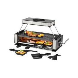 Unold Elektro Smokeless 48785, Raclette schwarz/edelstahl Leistung: 1.200 Watt Grillplatte: Wende Guss-Platte Raclette-Pfännchen: 8 Reinigung: Antihaftbeschichtung, Grill-/Heizplatte abnehmbar