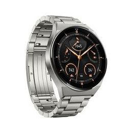 Huawei Watch GT 3 Pro Titanium, Smartwatch titan, 46mm; Armband: Edelstahl Display: 3,63 cm (1,43 Zoll) Kommunikation: Bluetooth 5.1 Armbandlänge: 140 - 210 mm Touchscreen: mit Touchscreen