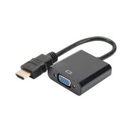 Digitus Konverter HDMI A > VGA, Adapter schwarz, 18cm Verwendung: Zum Anschluss eines VGA-Monitors an PCs mit HDMI-Ausgang Anschlüsse: 1x HDMI (Stecker) auf 1x Dsub (VGA, Buchse), 1x 3,5-mm-Audio 4Pin (Buchse) Version: HDMI Standard