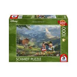 Schmidt Spiele Thomas Kinkade Studios: Disney - Mickey & Minnie in den Alpen, Puzzle 1000 Teile