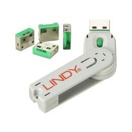 Lindy USB Port Schloss (4 St&uuml;ck) mit Schl&uuml;ssel, Diebstahlschutz gr&uuml;n, Code: gr&uuml;n