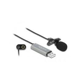 Delock USB Krawatten Mikrofon schwarz, Klinke geeignet für: HiFi, PC Ausgänge: 1x 3,5-mm-Klinke, 1x USB Frequenzbereiche: 50 Hz bis 18 kHz Verbindung: kabelgebunden