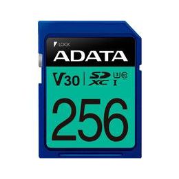 A-DATA Premier Pro 256 GB SDXC, Speicherkarte UHS-I U3, Class 10, V30 Kapazität: 256 GB Geschwindigkeit: Lesen: max. 100 MB/s, Schreiben: max. 80 MB/s Speichertyp: SDXC Bus-Schnittstelle: UHS-I, High Speed