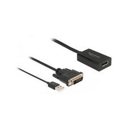 Delock Adapterkabel, DVI + USB-A Stecker > DisplayPort Buchse schwarz, 50cm, 4K mit HDR Funktion