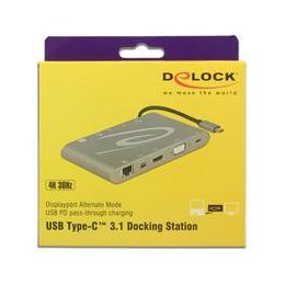 Delock USB Type C 3.1 Dockingstation 4K grau, USB-C, HDMI, SD, USB