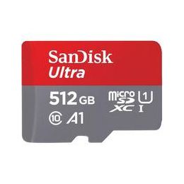 Sandisk Ultra 512 GB microSDXC, Speicherkarte grau/rot, UHS-I U1, Class 10, A1 Kapazität: 512 GB Geschwindigkeit: Lesen: max. 150 MB/s Speichertyp: microSDXC Bus-Schnittstelle: UHS-I, High Speed