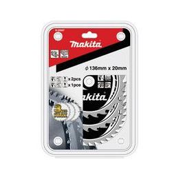 Makita Kreiss&auml;geblatt-Satz B-33897, &Oslash; 136mm, 16Z / 24Z 3-teilig, Bohrung 20mm, f&uuml;r Akku-S&auml;gen