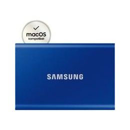 Samsung Portable SSD T7 1TB, Externe SSD blau, USB-C 3.2 Gen 2 (10 Gbit/s), extern Kapazität: 1 TB Datentransferrate: Lesen: 1.050 MB/s, Schreiben: 1.000 MB/s