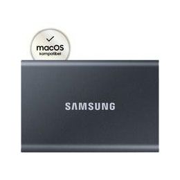 Samsung Portable SSD T7 500GB, Externe SSD grau, USB-C 3.2 Gen 2 (10 Gbit/s), extern Kapazität: 500 GB Datentransferrate: Lesen: 1.050 MB/s, Schreiben: 1.000 MB/s