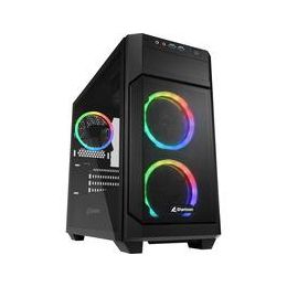 Sharkoon V1000 RGB, Tower-Geh&auml;use schwarz, Seitenteil aus geh&auml;rtetem Glas