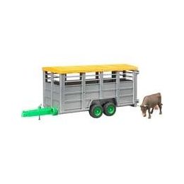 Bruder Viehtransportanh&auml;nger mit Kuh, Modellfahrzeug grau