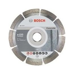 Bosch Diamanttrennscheibe Standard for Concrete, Ø 150mm 10 Stück, Bohrung 22,23mm Materialeignung: Beton, Faserzement, Porenbeton Durchmesser: 150 mm Bohrung: 22,23 mm Anzahl: 10 Stück