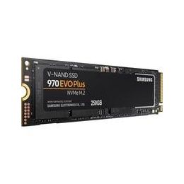 Samsung 970 EVO Plus 250 GB, SSD schwarz, PCIe 3.0 x4, NVMe 1.3, M.2 2280, intern Kapazität: 250 GB Datentransferrate: Lesen: 3.500 MB/s, Schreiben: 2.300 MB/s IOPS: Lesen: 250.000, Schreiben: 550.000