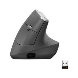 Logitech MX Vertical, Maus schwarz/silber, 2,4-GHz-Unifying, Bluetooth, kompatibel mit PC/Mac/iPadOS