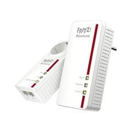 AVM FRITZ!Powerline 1260E WLAN Set zwei Adapter Gerätetyp: Powerline LAN: 10/100/1000 MBit/s Anschlüsse: 1x RJ-45 (LAN) gesamt