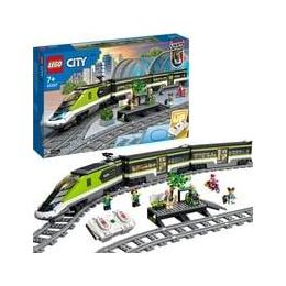 Lego 60337 City Personen-Schnellzug, Konstruktionsspielzeug Set mit ferngesteuertem Zug mit Scheinwerfern, 2 Wagen und 24 Schienen-Elementen Serie: City Teile: 764 -teilig Altersangabe: ab 7 Jahren Material: Kunststoff