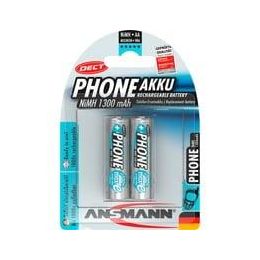 Ansmann 1300mAh DECT, Akku silber, 2x AA (Mignon)