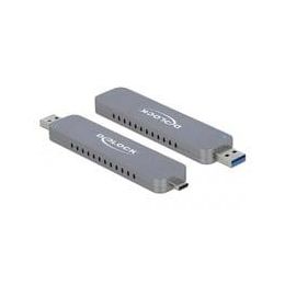 Delock Externes Geh&auml;use f&uuml;r M.2 f&uuml;r M.2 NVMe PCIe SSD, Laufwerksgeh&auml;use silber, mit USB TypeC und Typ-A Stecker