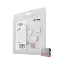 Lindy USB Port Schloss (10 St&uuml;ck) ohne Schl&uuml;ssel, Diebstahlschutz rot, Code: ROT