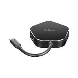 DLink DUB-M420 4-in-1 USB-C Hub mit HDMI/USB-C Ladeanschluss, USB-Hub schwarz/silber