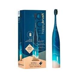 happybrush StarterKit Schall Eco VIBE 3 Ocean, Elektrische Zahnbürste blau/beige Stufen: 3 Stufen Timer: 2-Minuten-Timer (4-mal 30 Sekunden) Geschwindigkeit: 40.000 Pulsationen/Minute