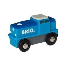 Blaue Frachtlok mit Batterie, Spielfahrzeug blau/weiß Serie: Brio World Altersangabe: ab 36 Monaten Material: Kunststoff, Holz