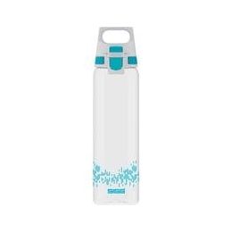 Sigg Trinkflasche Total Clear One MyPlanet "Aqua" 0,75L transparent/hellblau, Ein-Hand-Verschluss ONE Material: Tritan Renew Besteht aus: Trinkflasche, Siebeinsatz, Verschlussdeckel ONE Fassungsvermögen: 0,75 Liter