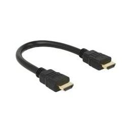 Delock Kabel HDMI A (Stecker) > HDMI A (Stecker) 4K schwarz, 25cm Verwendung: HDMI-Verbindungskabel Anschlüsse: 1x HDMI (Stecker) auf 1x HDMI (Stecker) Version: HDMI High Speed mit Ethernet