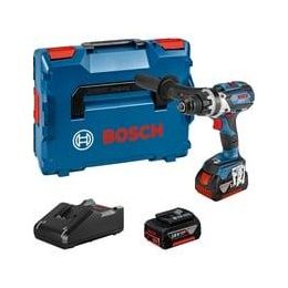 Bosch Akku-Bohrschrauber GSR 18V-110 C Professional, 18Volt blau/schwarz, 2x Li-Ionen Akku 5,0Ah, L-BOXX Leistung/Spannung: Akku-Betrieb, 18Volt Max. Drehzahl: 2.100 U/min Getriebe: 2-Gang-Getriebe Drehmoment: 110 Nm