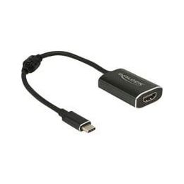 Delock USB Adapter, USB-C Stecker > HDMI 4K Buchse dunkelgrau, 20cm, PD, Laden mit bis zu 60 Watt