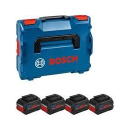 Bosch Akku ProCORE 18V 5.5Ah Professional, 4 Stück blau/schwarz, L-BOXX, AMPShare Alliance Technologie: Lithium-Ionen-Akku Kapazität: 5,5 Ah Spannung: 18 Volt Anzahl: 4 Stück