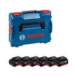 Bosch Akku GBA 18V 4.0Ah Professional, 6 Stück blau/schwarz, L-BOXX, AMPShare Alliance Technologie: Lithium-Ionen-Akku Kapazität: 4 Ah Spannung: 18 Volt Anzahl: 6 Stück