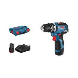 Bosch Akku-Bohrschrauber GSR 12V-35 FC Professional, 12Volt blau/schwarz, 2x Li-Ionen Akku 3,0Ah, mit FlexiClick Bohrfutter, L-BOXX
